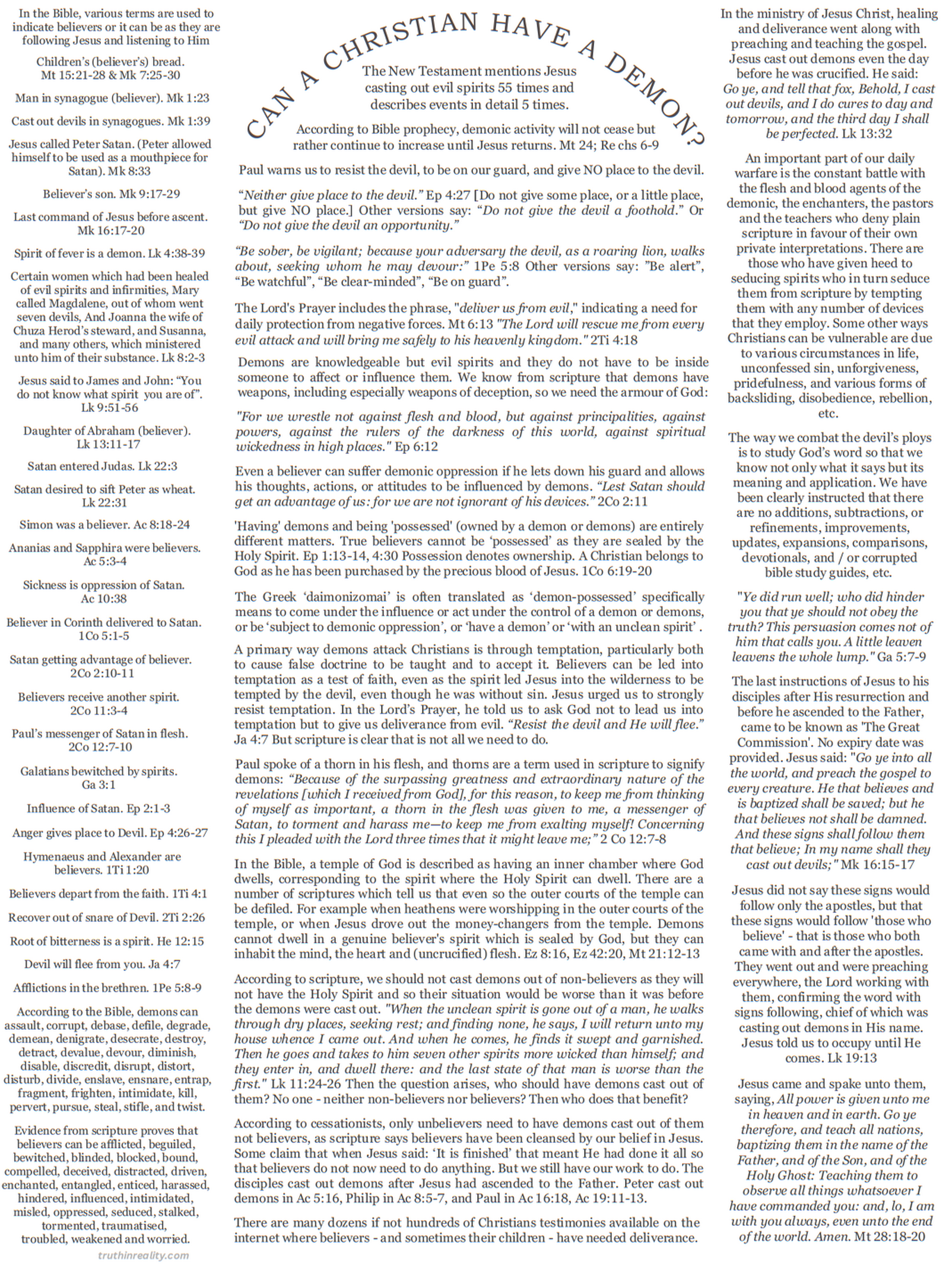 Can a Christian Have a Demon? - Truth in RealityTruth in Reality
